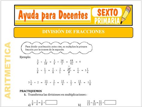 Divisi N De Fracciones Para Sexto De Primaria Ayuda Para Docentes