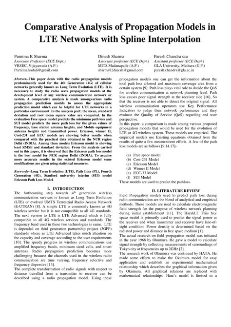 pdf comparative analysis of propagation models in lte networks with spline interpolation