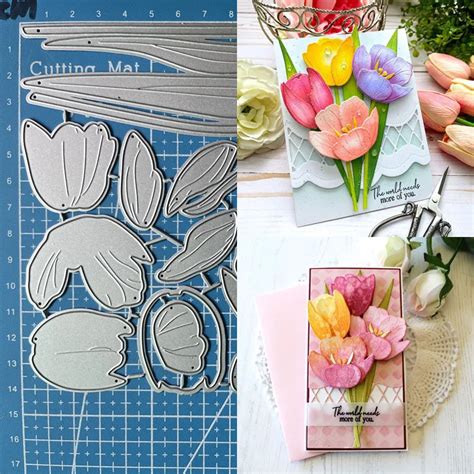 Deusa Sorte Corte De Metal Dados Tulipa Conjunto Diy Scrapbooking Lbum