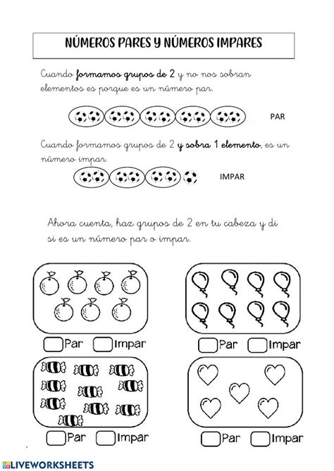 N Meros Pares E Impares Ficha Interactiva