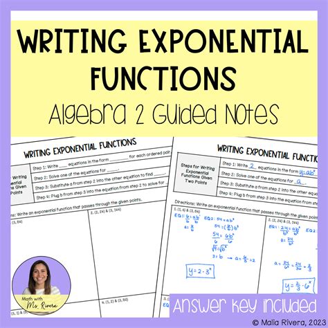 Writing Exponential Functions Guided Notes For Algebra 2 Made By Teachers