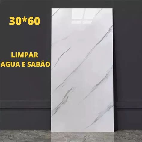10 Placa Adesiva Parede Painel Vinílico Mármore 30x60cm Cor Branco