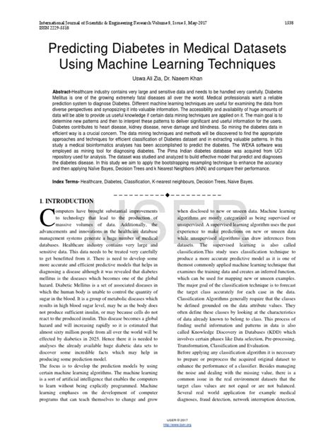 predicting diabetes in medical datasets using machine learning techniques pdf machine