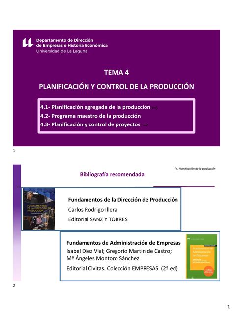 Tema Omt Planificaci N Y Control De La Producci N Tema