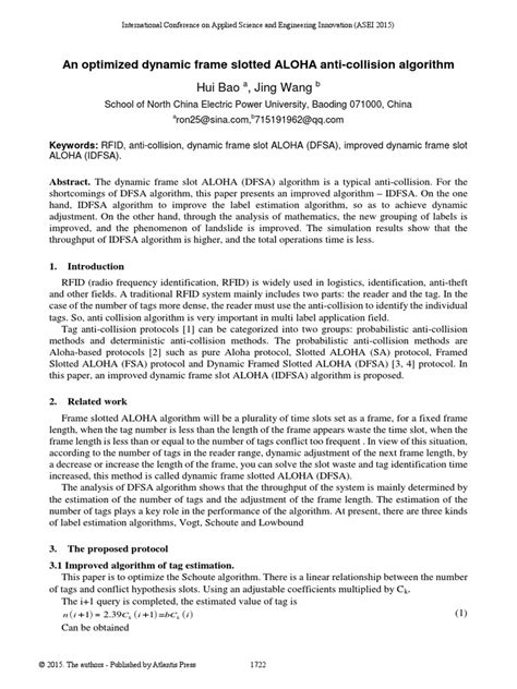 an optimized dynamic frame slotted aloha anti collision algorithm pdf radio frequency