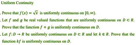 solved uniform continuity prove that f x x is uniformly continuous on [0 âˆž let f and g