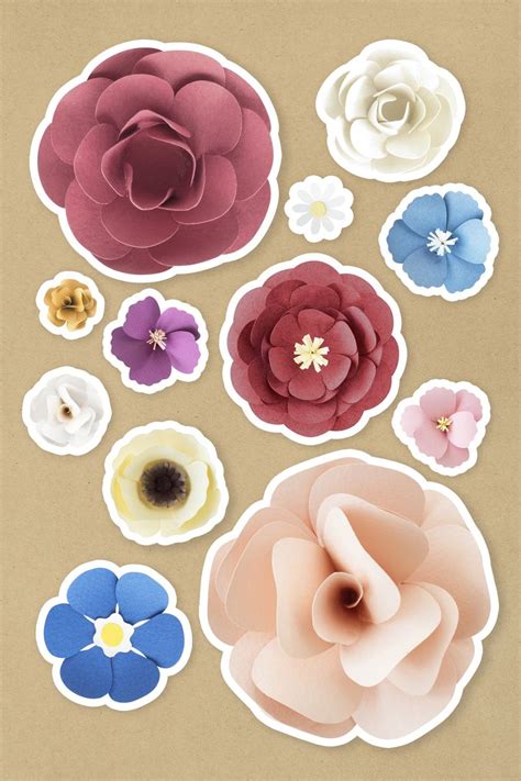 Tropical Paper Flower Sticker Psd Premium PSD Rawpixel