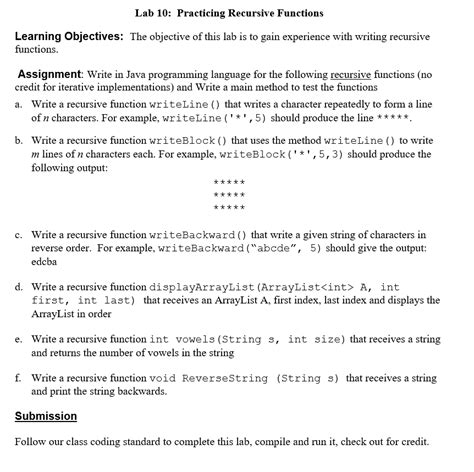 solved lab 10 practicing recursive functions learning