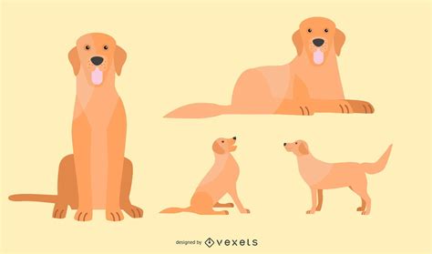Descarga Vector De Conjunto De Ilustración De Perro Plano