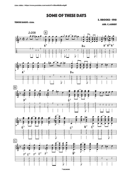 Some Of The Days Arr Caubert By Caroline Aubert Sheet Music For Banjo Tab At Sheet Music Direct