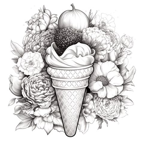 Ausmalbild Eis und Früchte Ausmalbild kostenlos herunterladen