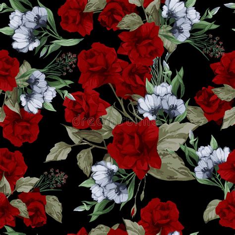 Teste Padr O Floral Sem Emenda Do Vetor Rosas Vermelhas Ilustra O