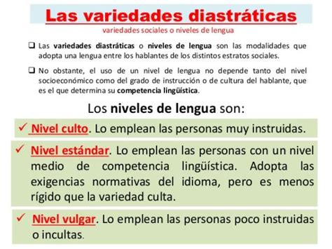Las Variedades De La Lengua RESUMEN EJEMPLOS