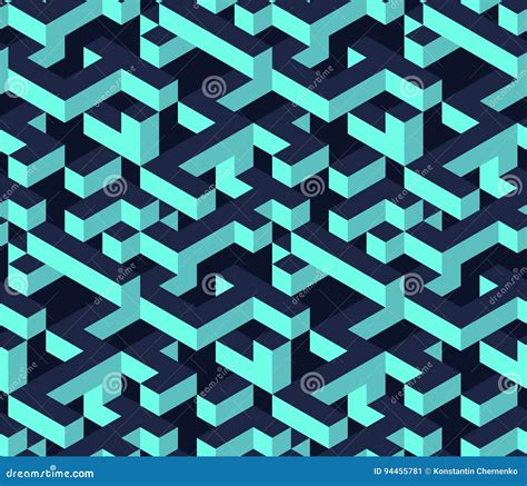 Isometric Cubes Seamless Pattern Stock Vector Illustration Of Mosaic