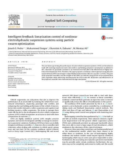 pdf intelligent feedback linearization control of nonlinear electrohydraulic suspension