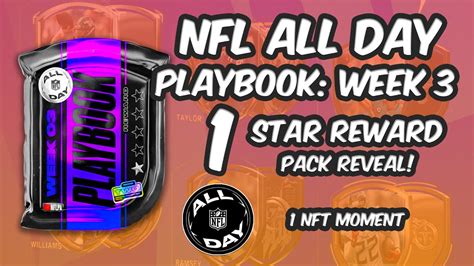 NFL ALL DAY Week 3 Playbook One Star Reward NFT Pack Reveal YouTube
