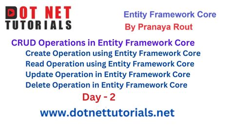 Crud Operations In Entity Framework Core Day 2 By Pranaya Rout Dot Net Core Tutorials