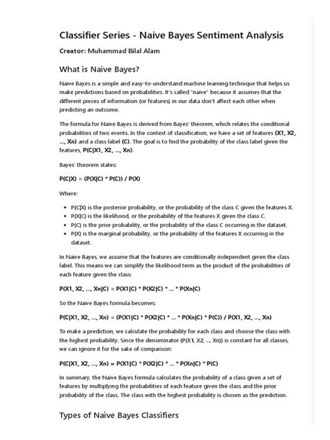 classifier series naive bayes sentiment analysis pdf statistical classification applied
