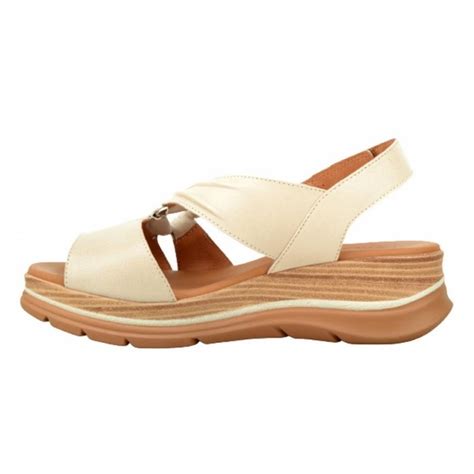 PAULA URBAN 24 571 Blanco y Piedra Sandalia media cuña mujer