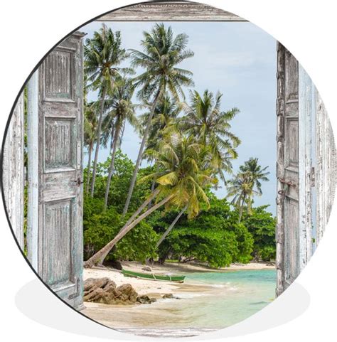Wallcircle Wandcirkel Muurcirkel Tropisch Palmboom Doorkijk