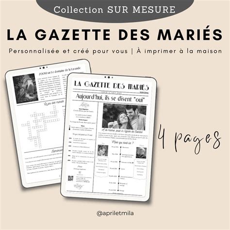 La Gazette des Mariés 4 pages Etsy France