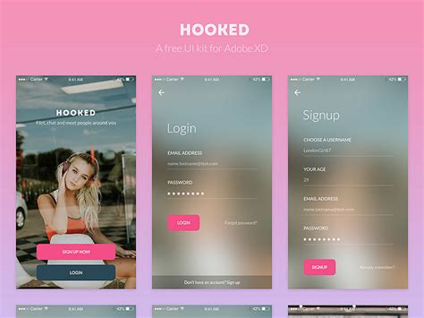 Hooked A Free Ui Kit For Adobe Xd By Xdguru Epicpxls
