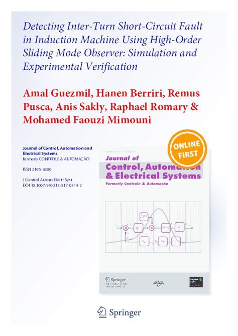 pdf detecting inter turn short circuit fault in induction machine using high order sliding
