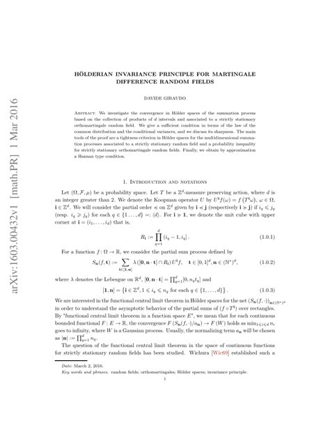 pdf h olderian invariance principle for martingale difference random fields