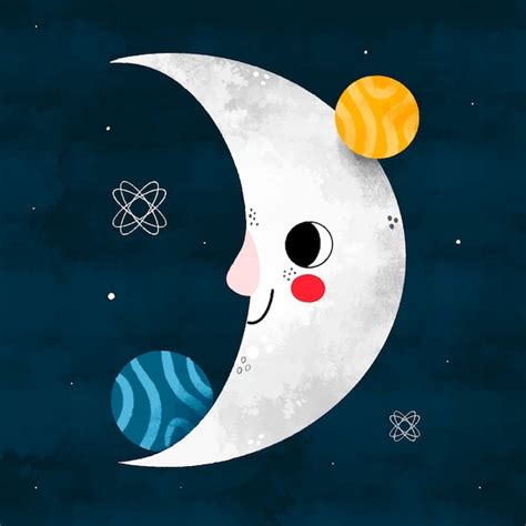 Ilustración de dibujo de luna creciente pintada a mano Vector Gratis