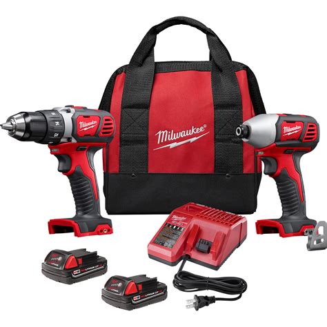 Milwaukee M18 Li Ion Compact Cordless Power Tool Set 1 2in Drill