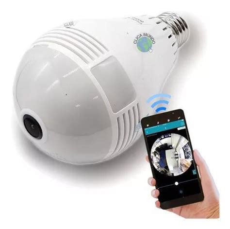 Camera Ip Seguraca Lampada Vr360 Panoramica Espia Wifi 380 DMK