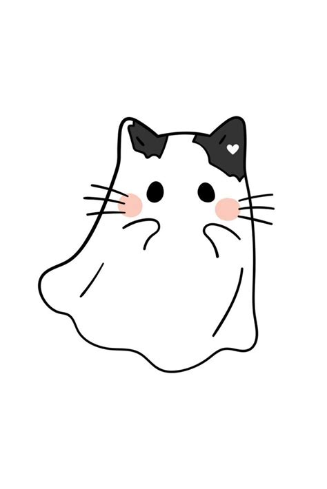 Cat Ghost For Halloween Cute Halloween Drawings Cute Drawings Cute