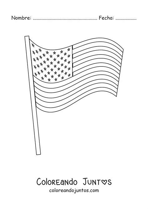 Bandera De Estados Unidos En Un Asta Coloreando Juntos