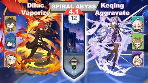 C3 Diluc Vaporize C1 Keqing Aggravate Genshin Impact Spiral Abyss 4