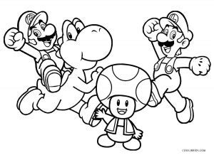 Mario Bros Målarbilder Gratis Utskrivbar Sidor för Barn