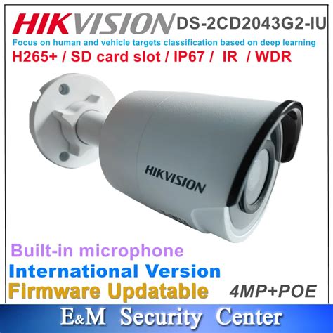 New Arrival Original Hikvision English Version DS 2CD2043G2 IU 4Mp Mic