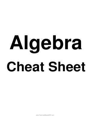 College Algebra Cheat Sheet Pdf