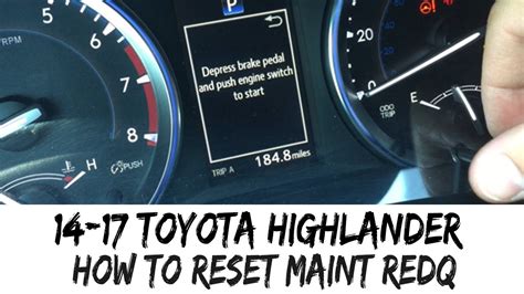 How To Reset Maint Req D Light Toyota Highlander Youtube