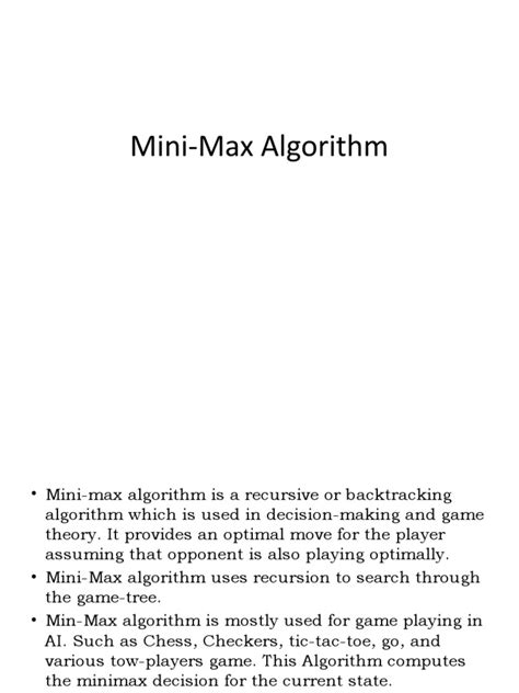 mini max algorithm pdf combinatorics mathematics