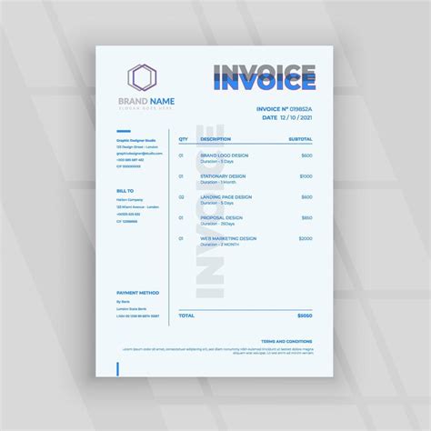 Minimal Corporate Business Invoice Design Template Print Ready Invoice