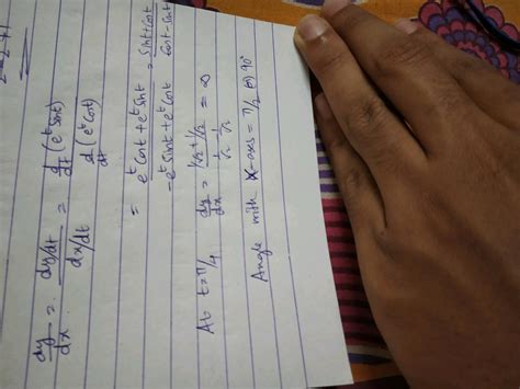 lf the parametric equation of a curve given by x e tcos t y e tsin t then the tangent to