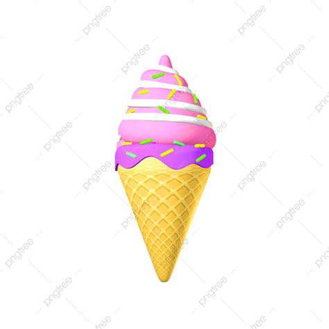 розовый рожок мороженого 3d PNG розовый 3d мороженое PNG картинки и