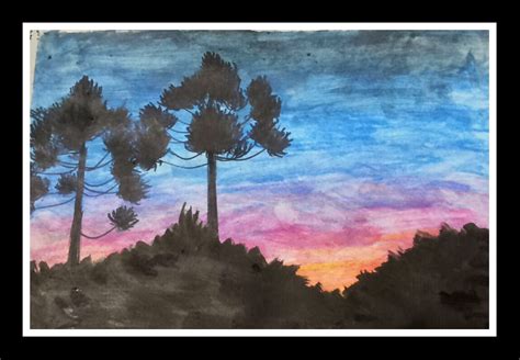Encoisicada Paisagem utilizando lápis aquarelável