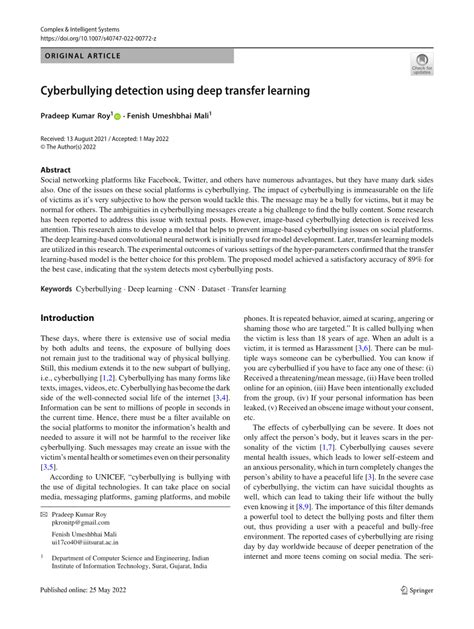 pdf cyberbullying detection using deep transfer learning