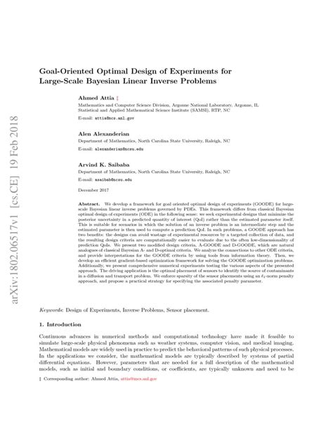 goal oriented optimal design of experiments for large scale bayesian linear inverse problems