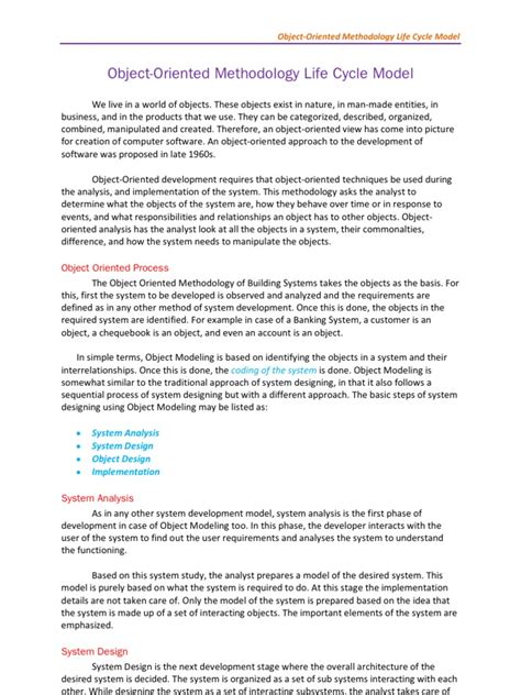 pdf object oriented methodology life cycle model dokumen tips