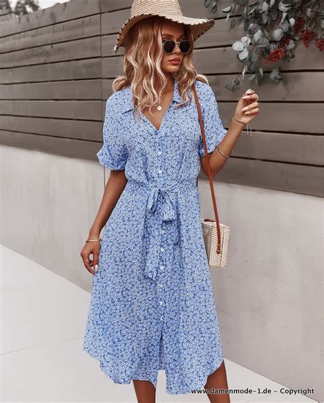 Neuheiten 2024 A Linie Boho Maxi Blusen Sommerkleid In Hellblau