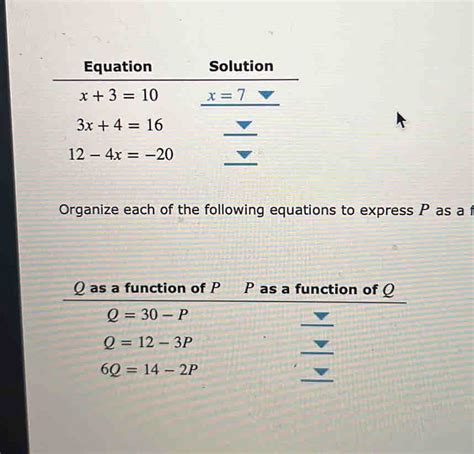 Organize Each Of The Following Equations To Express P As A F Q As A