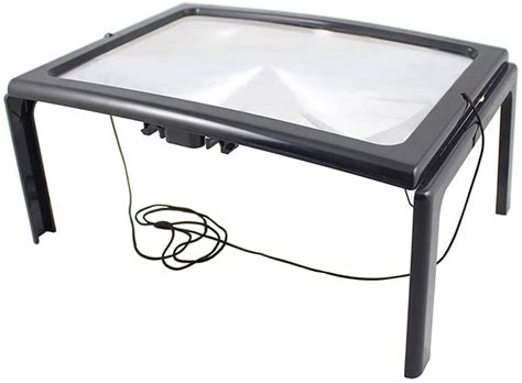 Large A4 Reading Magnifier With 4 LED Light 3X Full Page Magnifying