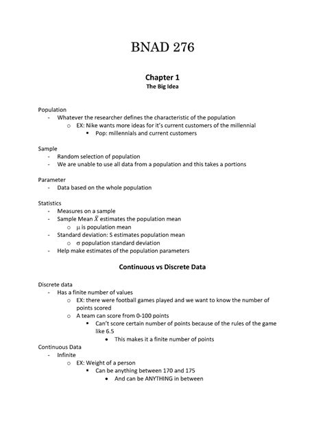 Bnad Chapter Notes Bnad Chapter The Big Idea Population